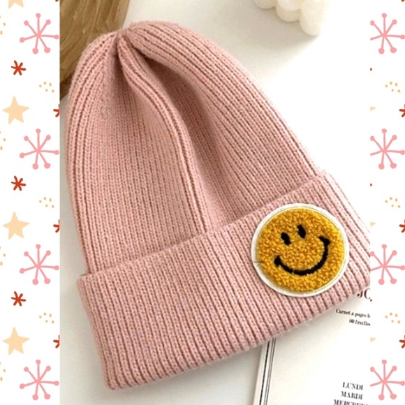 Accessories | Smiley Face Knit Ribbed Hat Beanie | Poshmark